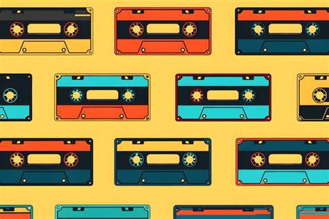 Premium Photo Seamless Pattern With Vintage Cassette