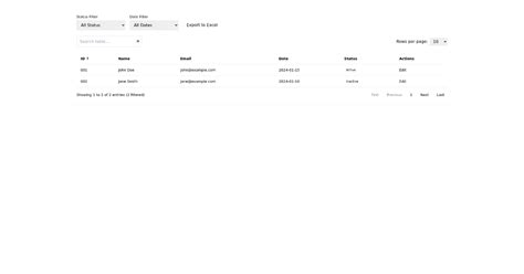 Data Table Pagination Component Free Html Tailwind Component