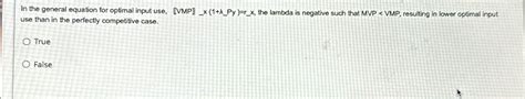 solved in the general equation for optimal input use
