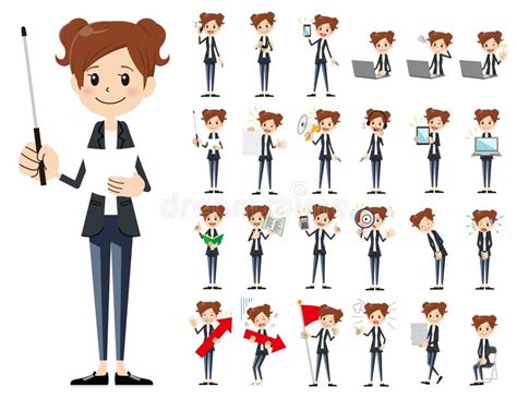 Female Charactor Set Presenting In Various Action Stock Vector Illustration Of Book Mobile