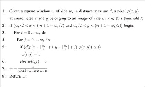 Pseudocode To Compute A Convolution Window W For The Adaptive Spatial Download Scientific