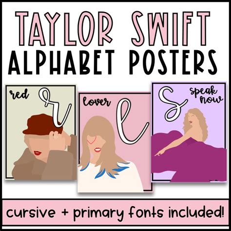 Taylor Swift Alphabet Posters Cursive Primary Fonts High School