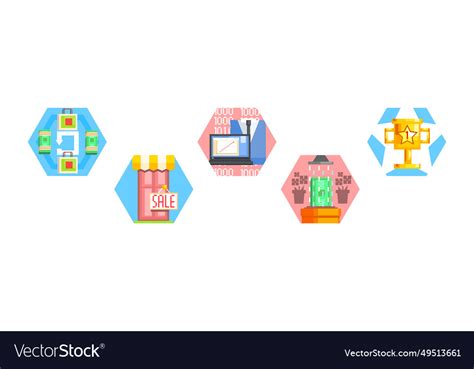 Consumer And Marketing Icon In Hexagonal Shape Vector Image