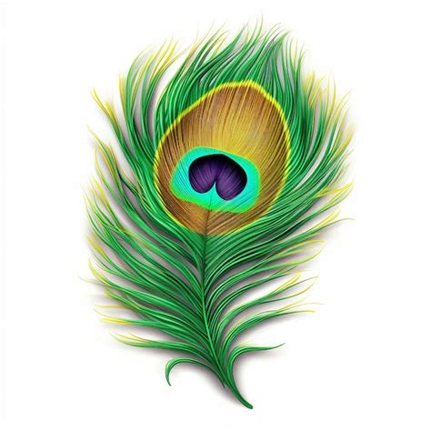Peacock Feather Isolated On White Generative Ai Premium Ai Generated