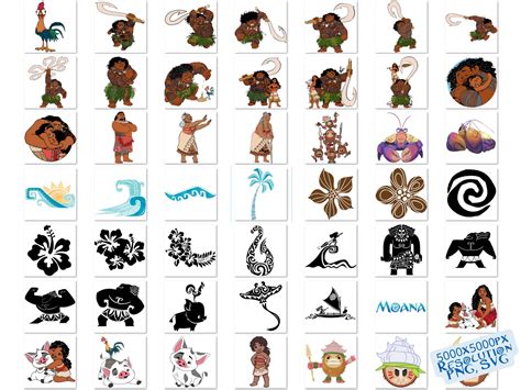 Moana Cliparts Mega Bundle Moana Png Cartoon Cliparts For Sublimation