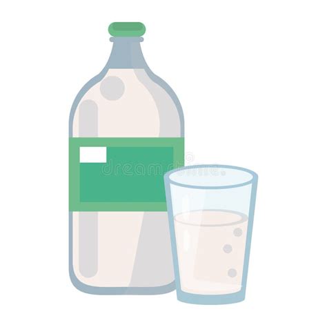 Vector A Garrafa De Vidro Dos Desenhos Animados E O Copo Do Leite Ilustração do Vetor