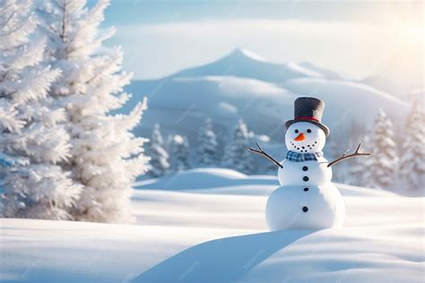 Belle Vue Du Bonhomme De Neige Dans La Saison Hivernale De Noël Ia
