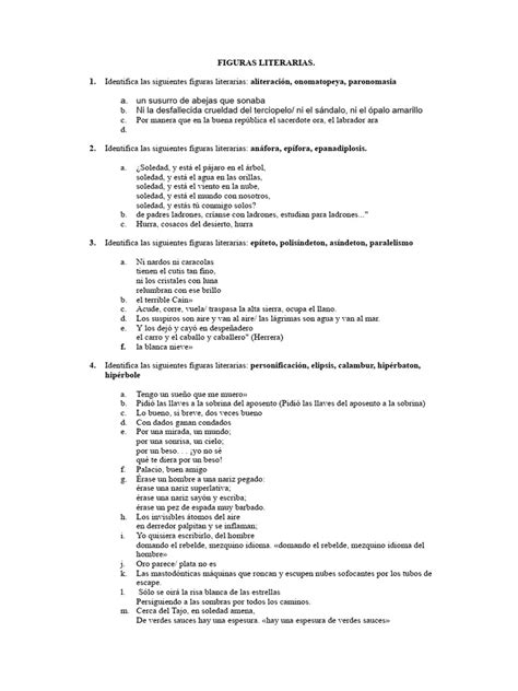 Ejercicios Figuras Literarias Virtual Pdf