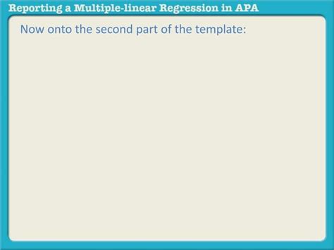 Reporting A Multiple Linear Regression In Apa Pptx