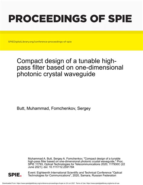 Pdf Compact Design Of A Tunable High Pass Filter Based On One