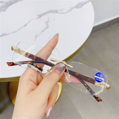100 ~ 400 Frameless Reading Glasses For Men Anti Blue Light