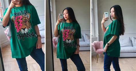 Wild Thang Slogan Tiger Oversized Tee Green Gigiland Uk Silkfred Us