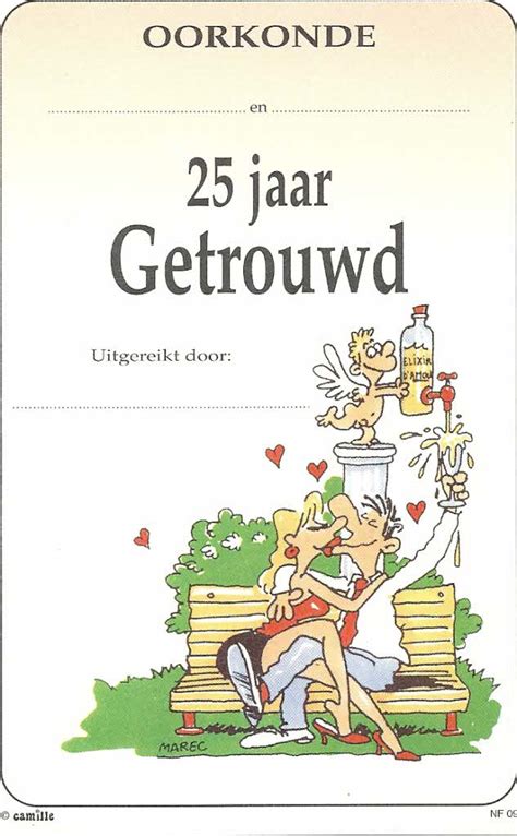 Huwelijk Cadeau Originele Oorkonde Ingelijst 25 Jaar Getrouwd