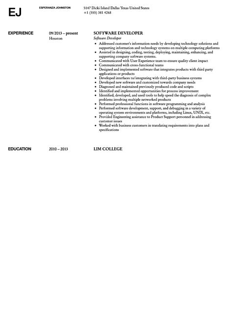 Software Developer Resume Sample Velvet Jobs