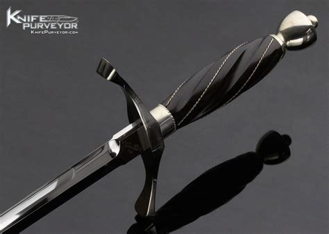 Dr Fred Carter Custom Knife Fluted Ebony With Braided Wire Dagger