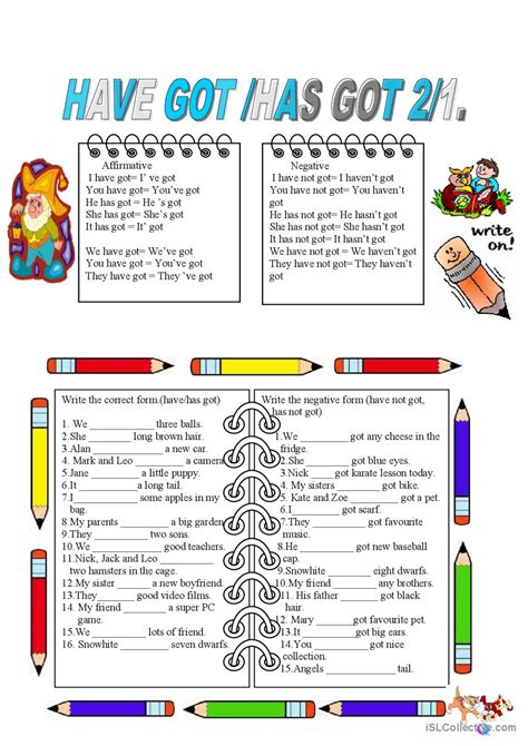 Have Got Has Got 21 English Esl Worksheets Pdf And Doc