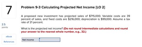 Solved Problem Calculating Projected Net Income LO A Chegg Com
