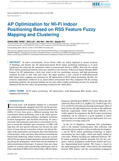 Pdf Ap Optimization For Wi Fi Indoor Positioning Based On Rss Feature