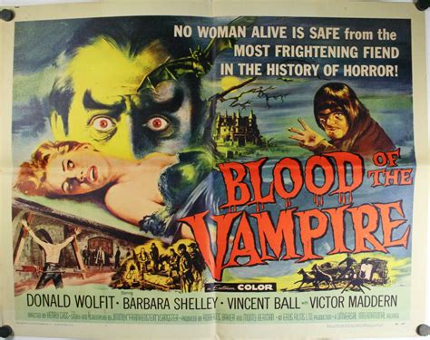 BLOOD OF THE VAMPIRE Original Horror Half Sheet Movie Theater Poster