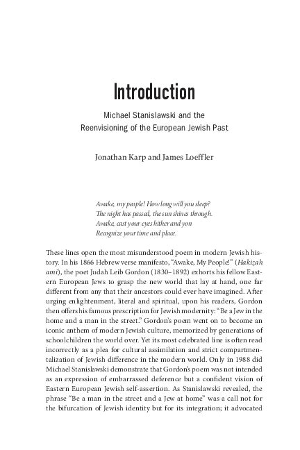 Pdf Michael Stanislawski And The Reenvisioning Of The European Jewish Past