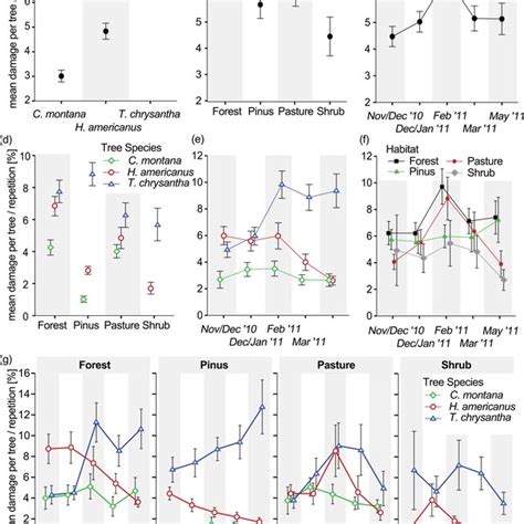 Relative Leaf Damage In Percent As A Function Of A Tree Species