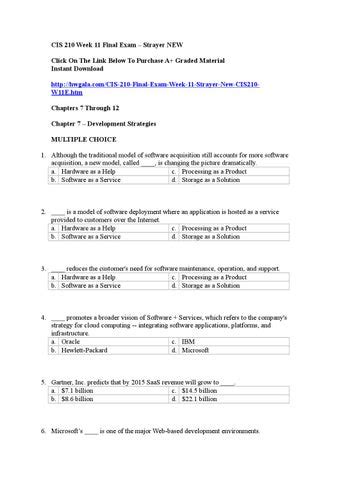 Cis Week Final Exam Strayer New By Bookred Issuu