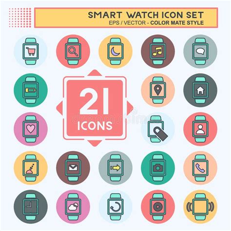 Icono De Conjunto De Iconos De Reloj Inteligente En Color De Moda