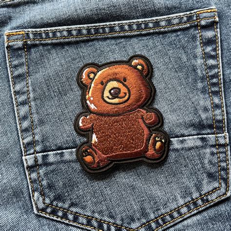 Embroidered Teddy Bear Iron On Sew On Patch Patchers