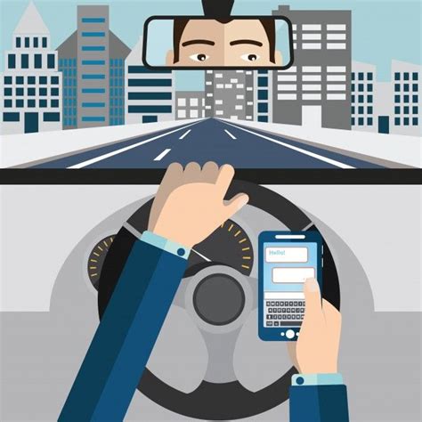 Premium Vector Using Mobile Phone While Driving Vector Illustration