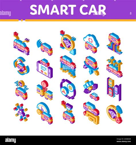Smart Car Technology Isometric Icons Set Vector Stock Vector Image And Art Alamy