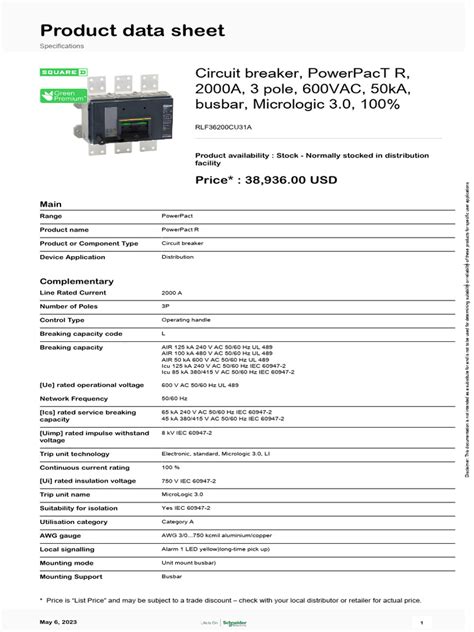 Powerpact R Frame Molded Case Circuit Breakers Rlf36200cu31a Download Free Pdf Alternating