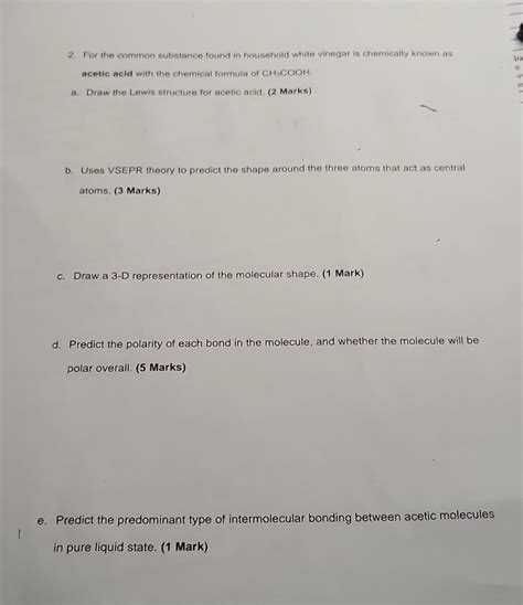 [solved] A Draw The Lewis Structure For Acetic Acid