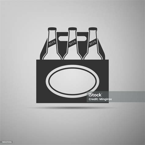 맥주 병 아이콘 회색 배경에 고립의 팩 케이스 상자 맥주 상자 기호입니다 평면 디자인입니다 벡터 일러스트 레이 션 0명에 대한 스톡 벡터 아트 및 기타 이미지 Istock