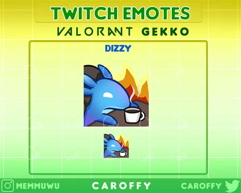 Cute Valorant Gekko Emote Dizzy Twitch Discord Youtube Etsy