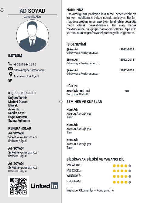 Fotoğraflı CV Hazırlama Ücretsiz Hazır Örnekler
