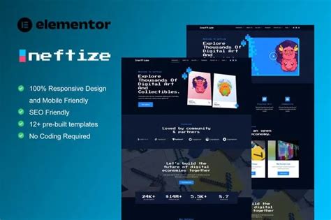 Neftize NFT Portfolio Digital Items Elementor Template Kit