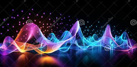 Abstract Background With Floating Lines And Dots Forming Wave Shapes