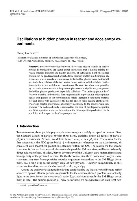 Pdf Oscillations To Hidden Photon In Reactor And Accelerator Experiments