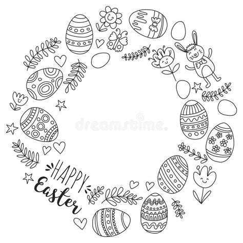 Vector El Modelo Para Los Huevos De Pascua Flores Página Feliz Del