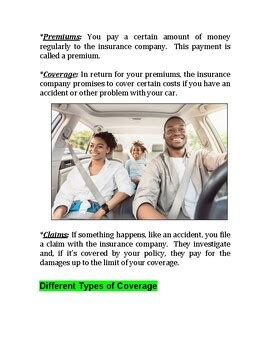 Automobile Insurance 101 Multiple Choice Worksheet Financial Literacy