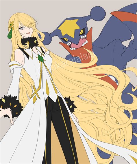 Cynthia Garchomp Cynthia And Mega Garchomp Pokemon And More Drawn By Sakaralalala Danbooru
