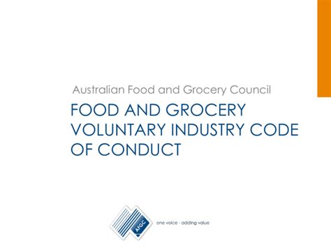 Food And Grocery Voluntary Industry Code Of Conduct