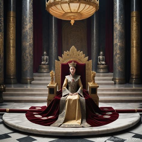 An Empress Sitting Directly On Her Throne In Her Throne Room The