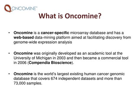 ppt exploring oncomine cancer genomic database and analysis platform