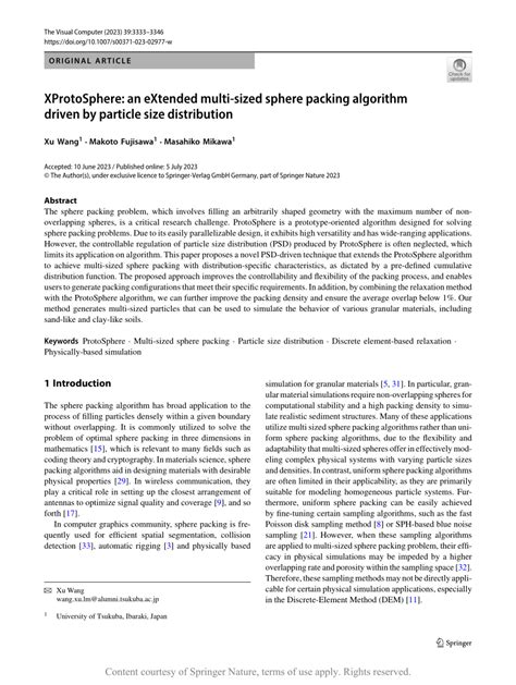 Xprotosphere An Extended Multi Sized Sphere Packing Algorithm Driven By Particle Size Distribution