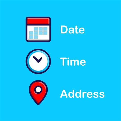 Date Time Address Or Place Icons Symbol 21592990 Vector Art At Vecteezy