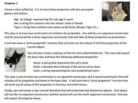 Solved Problem 1 Create A Class Called Cat It Is To Have