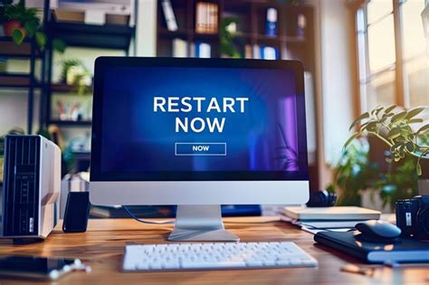 A Desktop Computer Screen Displaying A Restart Now Notification In A