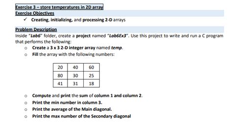 Solved Exercise 3 Store Temperatures In 2d Array Exercise