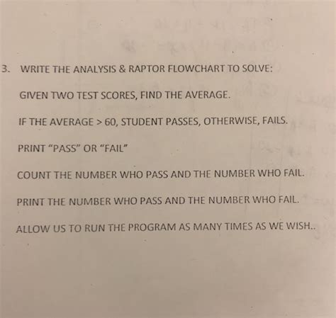 solved 3 write the analysis and raptor flowchart to solve